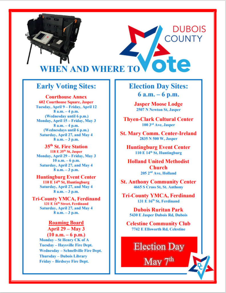 Primary election underway, Tuesday final day to cast your ballot - Dubois County Free Press, Inc.